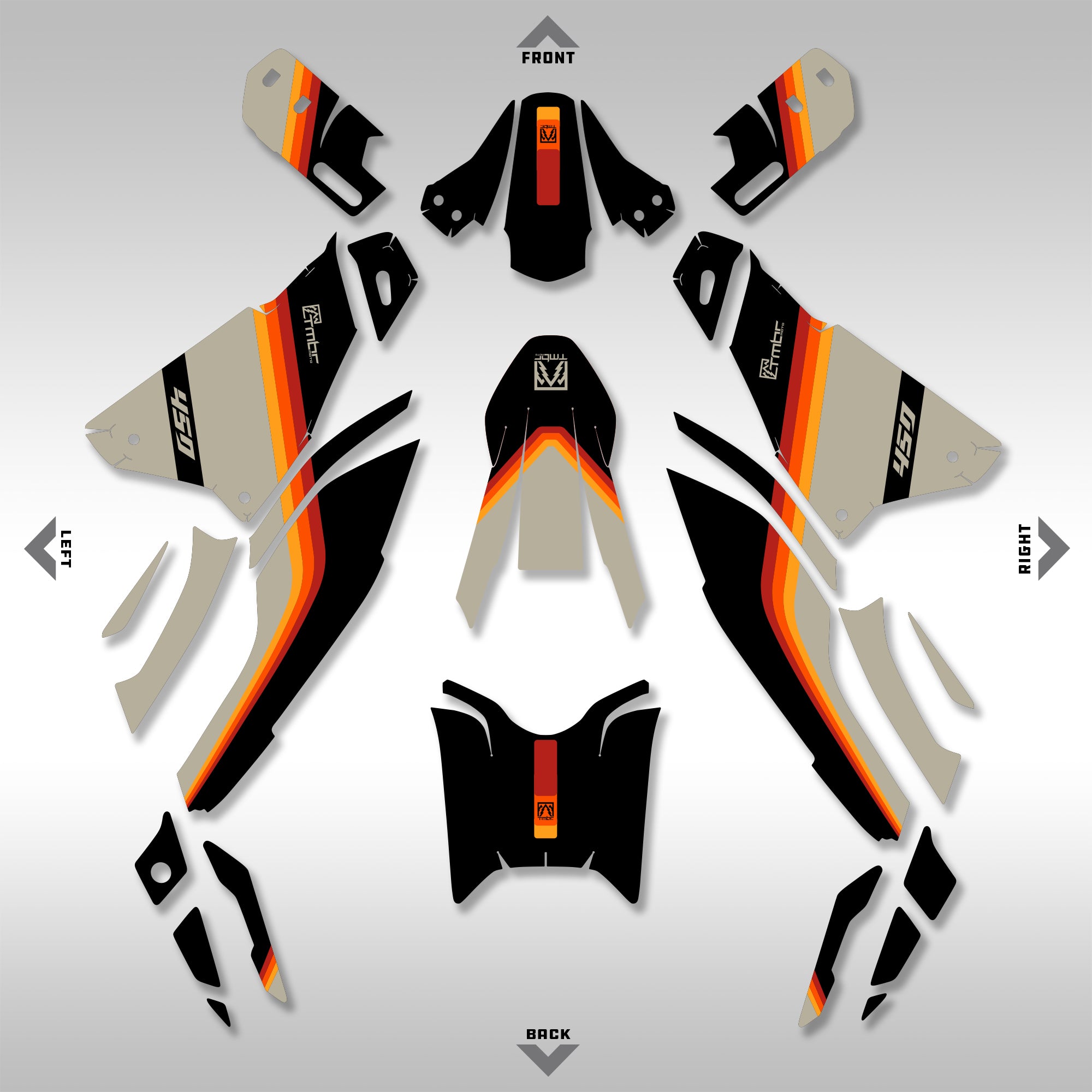 CFMOTO IBEX 450 Graphics Kit - Tan Stripes Design | TMBR MOTO